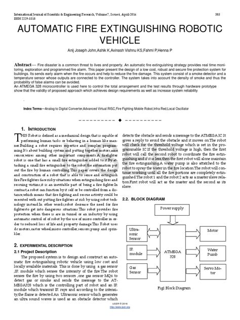 automatic fire extinguishing robotic vehicle pdf robot robotics