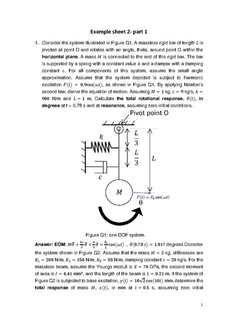 Example Sheet 2 Part 1 1 Example Sheet 2 Part 1 Consider The System