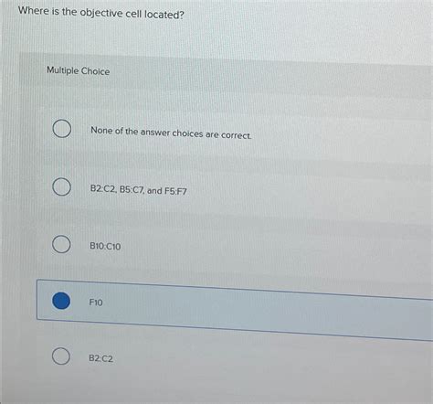 Solved Where Is The Objective Cell Located Multiple Chegg