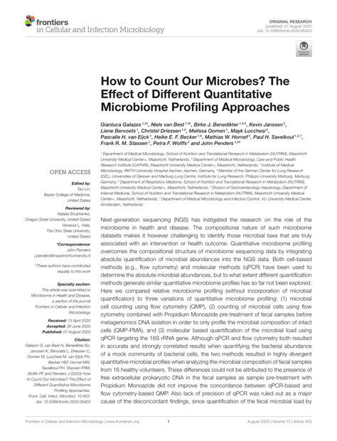 Pdf How To Count Our Microbes The Effect Of Different Quantitative