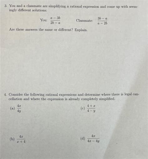 Solved In Class Simplifying Rational Expressions