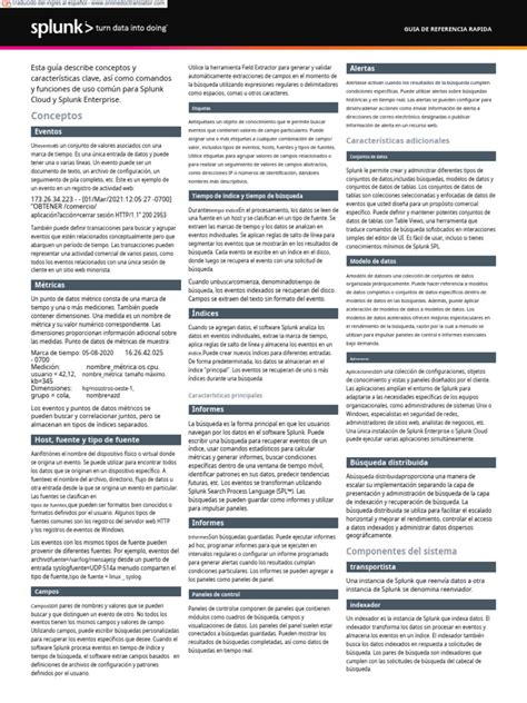 splunk quick reference guide en es pdf software de la aplicacion