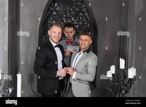 Young Happy Gay Couple Getting Married In Church Love And Romance