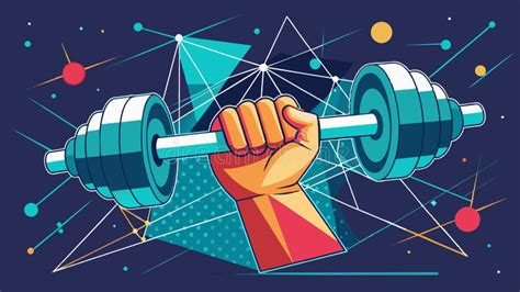 Hand Holding Dumbbell Form Lines Triangles And Particle Style Design Illustration Vector Stock