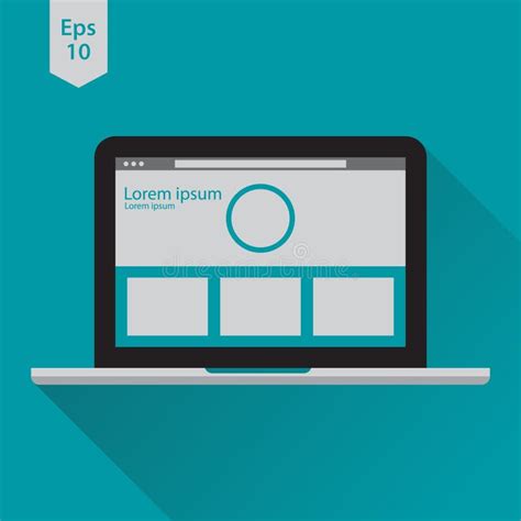 Realistic Modern Laptop Flat Icon Simple Web Design On Screen Vector Illustration Stock