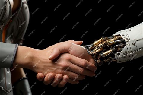 Premium Ai Image Technology Meets Humanity Background Human And Robotic Hand Together