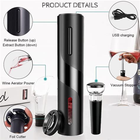 Set Deschizator De Vin ZEQAS Piese Deschizator De Sticle Electric Taietor De Folie Doua