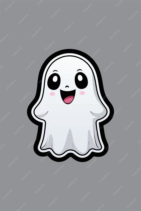 Cute Cartoon Friendly Ghost Printable Sticker Premium Ai Generated Vector