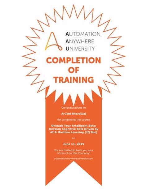 Completion Of Training Unleash Your Intelligent Bots Develop Cognitive Bots Driven By Ai