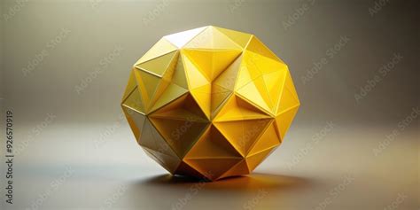 Geometric Abstract 3d Sphere With Yellow Triangular Facets Showcasing