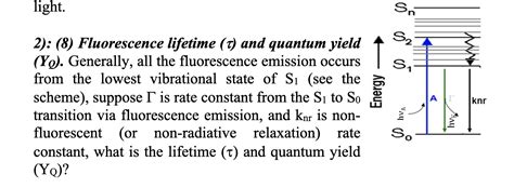 Solved 2 8 Fluorescence Lifetime τ And Quantum Yield