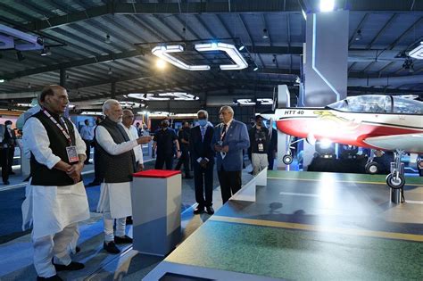 Indian Prime Minister Unveils Hal Htt 40 Basic Trainer Aircraft For