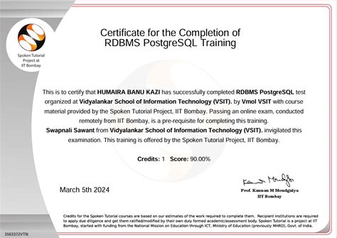Humaira Kazi On Linkedin Rdbms Postgresql Certification