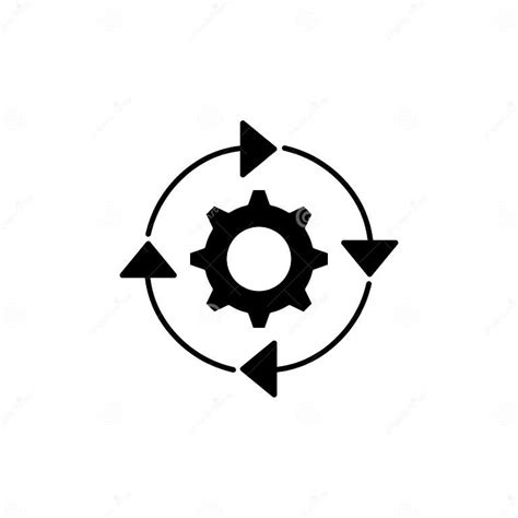 Workflow Process Icon Set Operations Gear And System Flow Vector Symbol In A Black Filled And