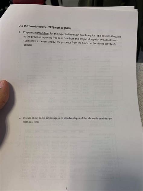 Use The Flow To Equity Fcfe Method 10 Prepare A