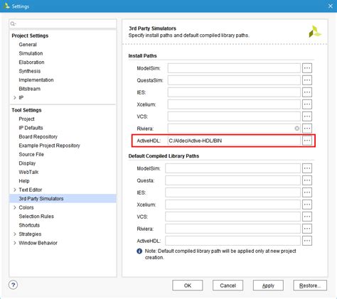 Starting Active Hdl As Default Simulator In Xilinx Vivado 20174 Or