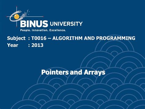 pointers and arrays subject t0016 algorithm and programming year