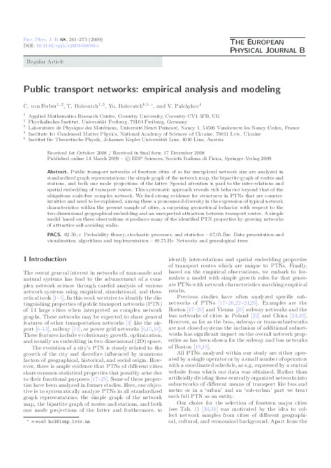 pdf public transport networks empirical analysis and modeling