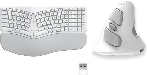 Delux Wireless Ergonomic Split Keyboard And Mouse Combo Gm902proandm618gdb White