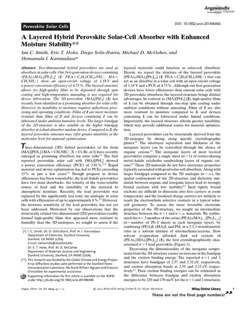 A Layered Hybrid Perovskite Solar Cell Absorber With Enhanced Pdf Electrical Engineering