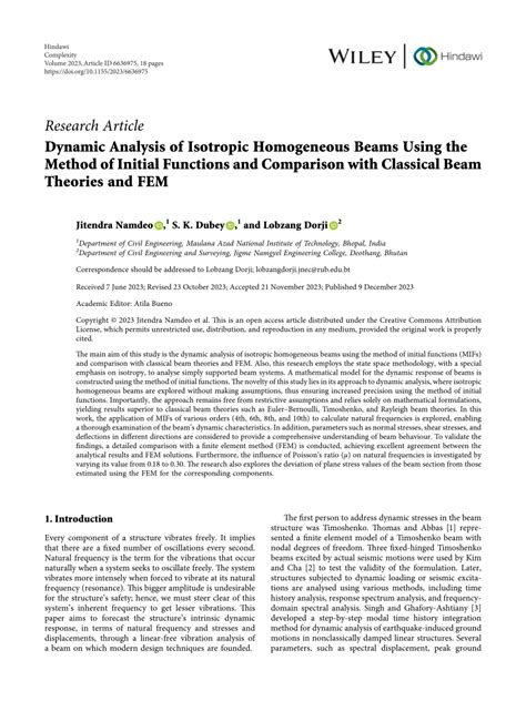 pdf dynamic analysis of isotropic homogeneous beams using the method