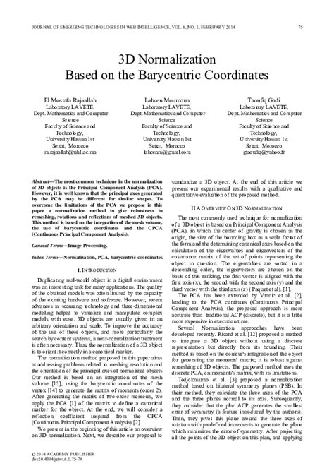 Pdf 3d Normalization Based On The Barycentric Coordinates Pdf 3d Normalization Based On The Barycentric Coordinates