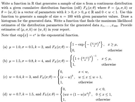 Solved Write A Function In R That Generates A Sample Of Chegg