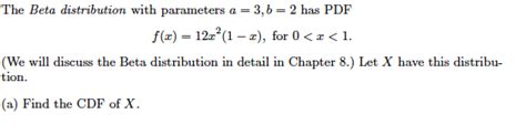 Solved The Beta Distribution With Parameters A 3b 2 Has