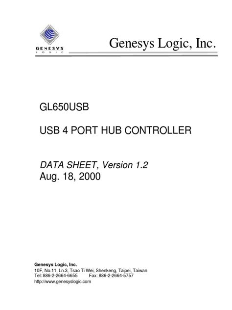 Genesys Logic Inc Gl650usb Usb 4 Port Hub Controller Pdf Usb Electrical Engineering