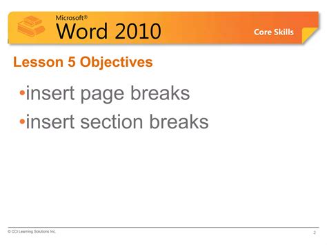 word lesson 5b page and section breaks pptx desktop publishing