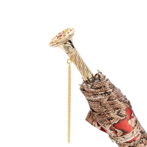 High Quality Python Print Folding Umbrella With Golden Brass Handle For Her Art Walking Sticks