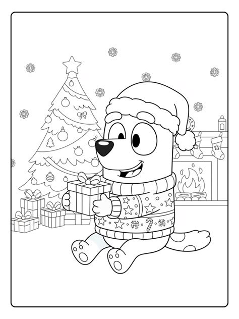 Bluey Christmas Coloring Pages Pdf To Print Gencoloring