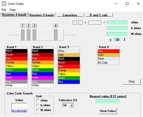 نرم افزار Resistor Code 4 پت الکترونیک