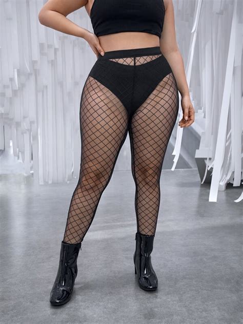 Shein Sxy Plus See Through Mesh Leggings Shein Uk