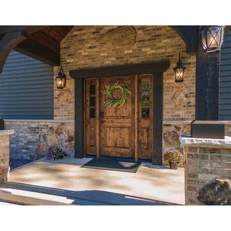 Krosswood Rustic Knotty Alder 2 Panel Arch Exterior Wood Door Rustic