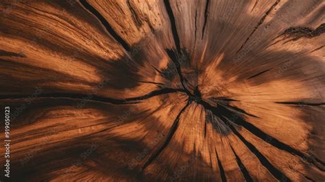 Extreme Close Up Wooden Texture Radial Tree Ring Pattern Intense Grain