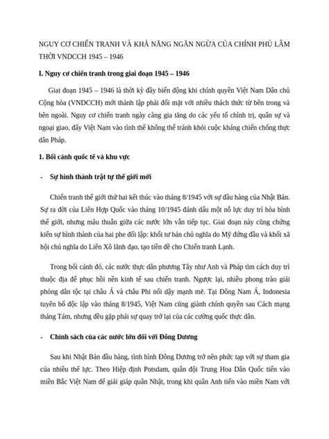 Nguy Cơ Chiến Tranh Và Khả Năng Ngăn Ngừa Của Chính Phủ Lâm Thời Vndcch 1945 Pdf