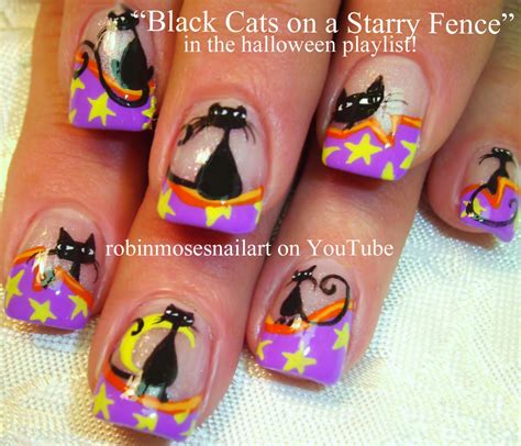 Nail Art By Robin Moses Halloween Nails Black Cat Nails Black Cat