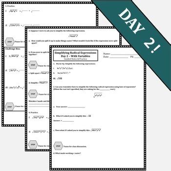 Simplifying Radicals Notes Guided Notes By Lauren Fulton TPT
