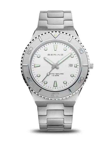 Bering Classic Mens Watch Polishedbrushed Silverwhite Grand Jewelers