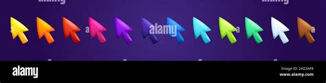 Colorful Arrows Mouse Cursors For Computer Game And Ui Design Vector Cartoon Set Of Glossy