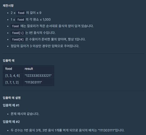 프로그래머스 푸드 파이트 대회 Python