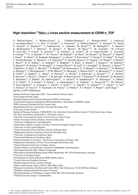 Pdf High Resolution Senγ Cross Section Measurement At Cern Ntof