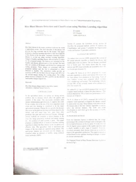 Rice Blast Disease Detection And Classification Using Machine Learning