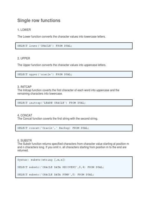 Single Row Functions Pdf String Computer Science Letter Case