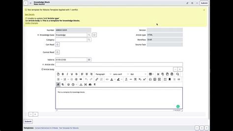 knowledge block templates on servicenow youtube