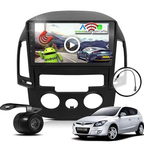 Combo Kit Central Multimidia Android Mp5 9 Polegada Camera Ré Chicote Moldura I30 Ar