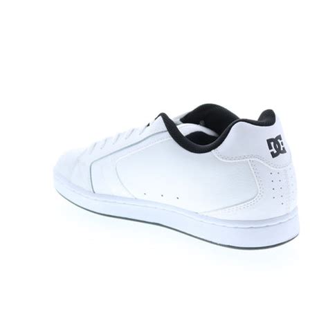 Dc Net 302361 Wnw Mens White Leather Lace Up Skate Inspired Sneakers S