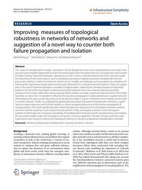 pdf improving measures of topological robustness in networks of