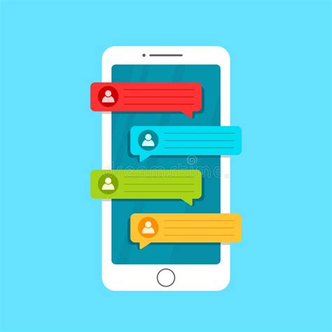 White Smartphone Screen With Group Chat Bubbles Vector Illustration Stock Vector Illustration